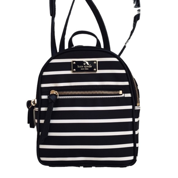 kate spade | Bags | Kate Spade New York Mini Backpack Striped Black And ...